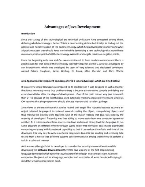 Advantages Of Java Development Pdf Programming Languages Computing