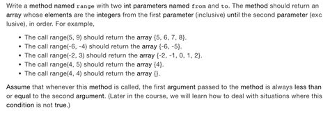 Solved Write A Method Named Range With Two Int Parameters