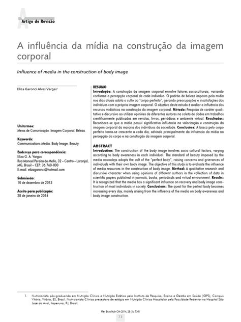 12 A Influencia Da Midia Na Construcao Da Imagem Pdf Estética