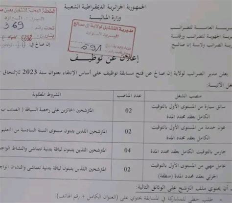 اعلان توظيف بمديرية الضرائب