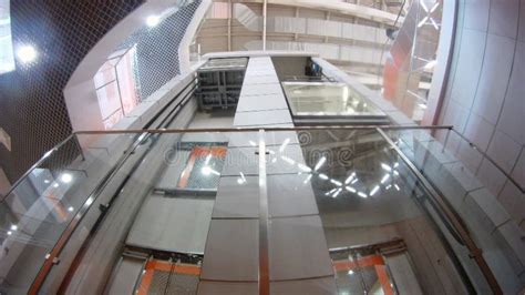 Wide View Of Two Elevators Going Up And Down Stock Video Video Of