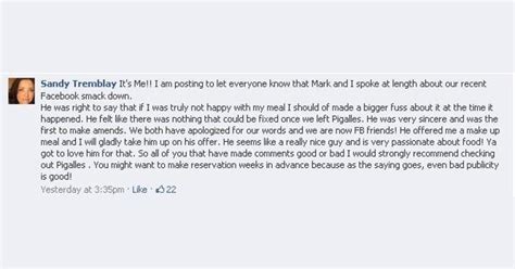 Angstgiving Disgruntled Diner And Chef Clash On Facebook