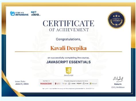 Kavali Deepika On Linkedin Nxtwave Javascript Ccbp