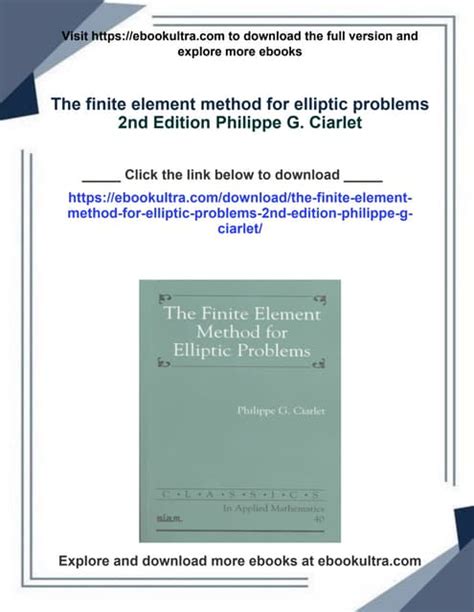 the finite element method for elliptic problems 2nd edition philippe g