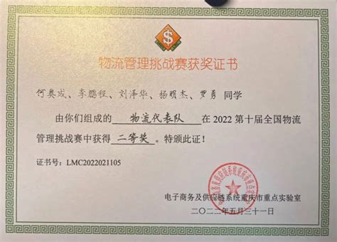 物流学院大一学生在2022年第十届全国物流管理挑战赛斩获佳绩