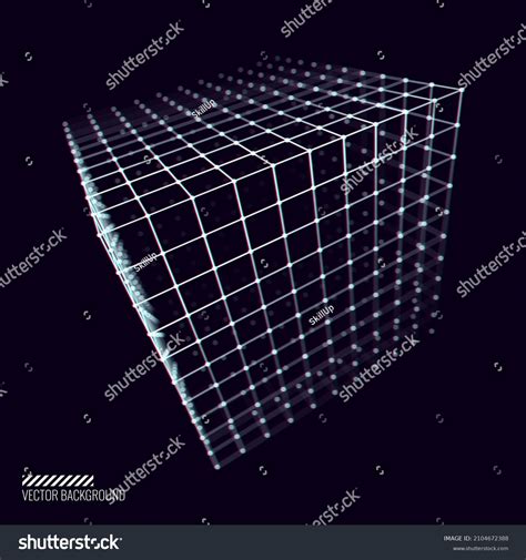 Glitched Cyberpunk 3d Cube 3d Perspective Stock Vector Royalty Free
