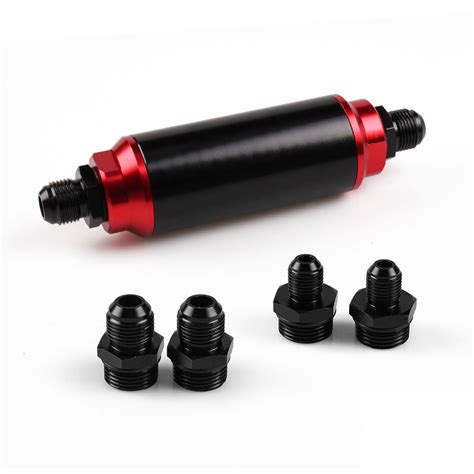 Rastp Blackandred Inline Fuel Filter High Flow 60 Micron Cleanable Ss