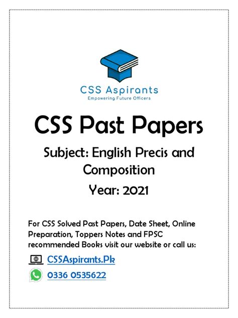 Css Past Papers 2021 English Precis And Composition Pdf