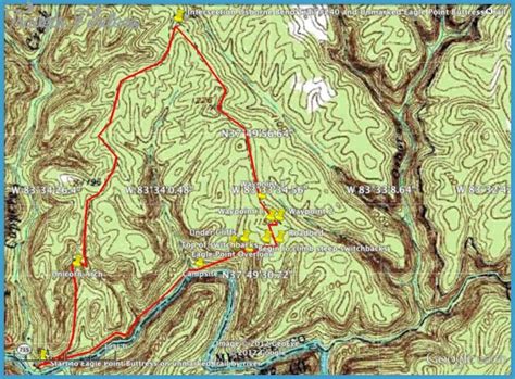 Red River Gorge Hiking Trails Map Travelsfinderscom