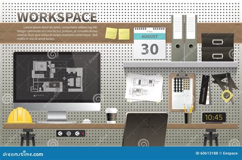 Architecture And Interior Design Workspace Stock Vector Illustration