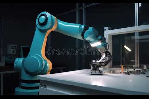 Efficient Manufacturing Arm Robot Collaborating With Screen Monitor For Industrial Control