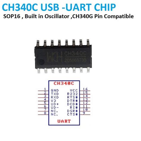 Ch340c Usb To Serial Chip Sop16 No External Crystal Required Replace Ch340g Uge Electronics