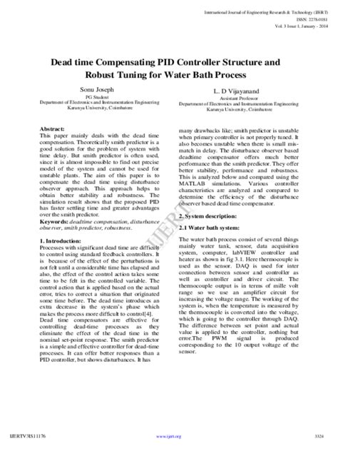 pdf ijert dead time compensating pid controller structure and robust