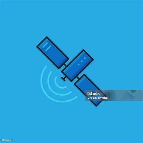 Ikon Satelit Gaya Desain Garis Datar Ilustrasi Vektor Simbol Kerangka