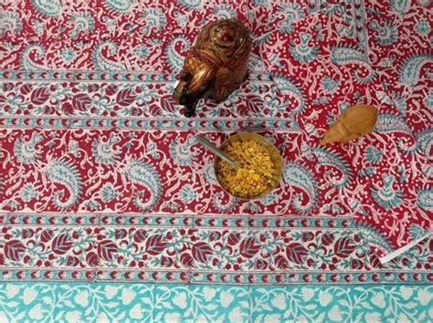 Red Cotton Hand Block Animated Bed Sheet For Home Size 90108 Inch