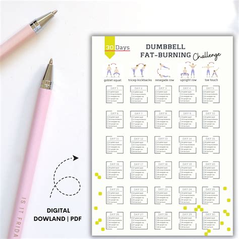 30 Day Dumbbell Fat Burning Challenge Home Workout Fitness Tracker