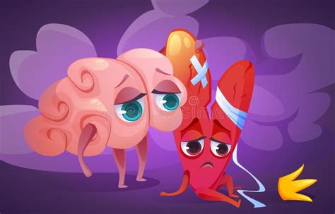 Heart And Brain Connection Sad Emotion Concept Stock Illustration