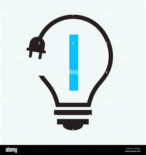 Bulb Logo On Letter I Concept For Electrical Symbol Electricity Sign