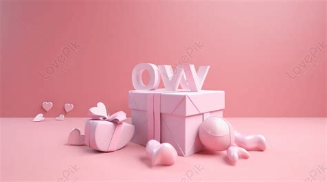 발렌타인 데이 흰색 사랑 텍스트와 3d 렌더링된 선물 상자가 있는 분홍색 배경 핑크 발렌타인 배경 사랑 배경 다이 배경 이미지 Hd 핑크 발렌타인 사랑 다이