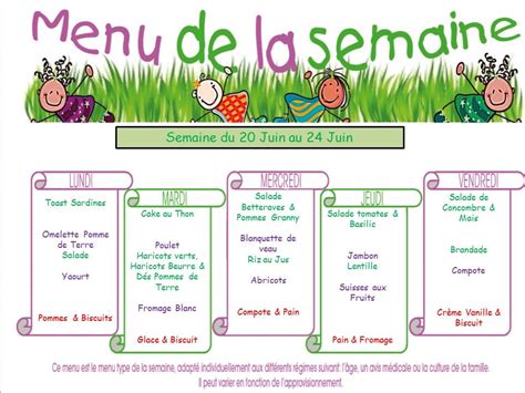 Menu Semaine Enfant Menu Enfant Idee Menu Idee Menu Enfant