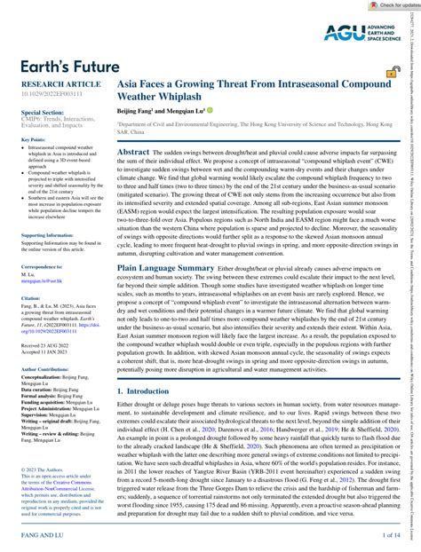 Pdf Asia Faces A Growing Threat From Intraseasonal Compound Weather Whiplash