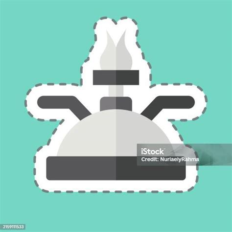 Garis Stiker Memotong Gas Burner Terkait Dengan Simbol Alat Dapur