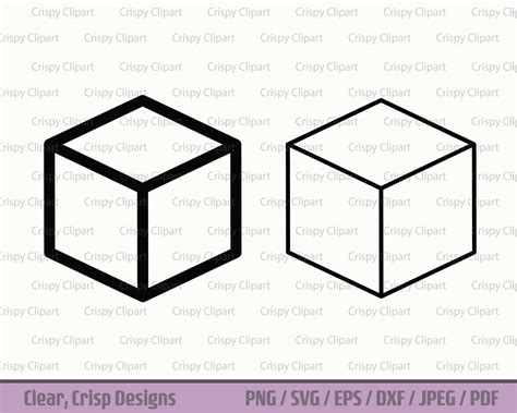 Cube Outline Svg 3d Shapes Clipart Geometry Vector Art Etsy Canada
