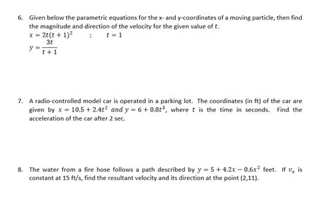 Solved Given Below The Parametric Equations For The X And Chegg