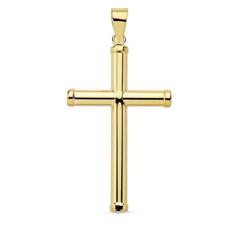 Cruz Oro Amarillo Tubo Lisa 32 X 18 Mm Maroy Joyeros