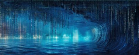 Premium Photo Abstract Panoramic Visualization Of A Binary Code Waterfall In Striking Electric