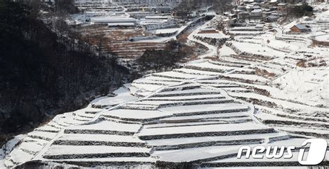 함양 도마마을 다랭이 논 설경