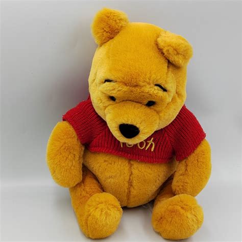 Ancienne Peluche Winnie L Ourson Pull Rouge En Laine Disney