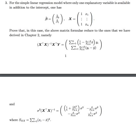 Solved For The Simple Linear Regression Model Where Only Chegg
