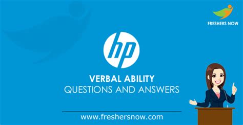 HP Verbal Ability Questions And Answers PDF For Freshers FreshersNow Com