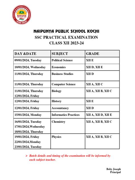 Cbse Class 12 Board Practical Time Table 2023 24 Pdf