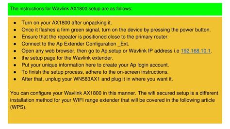 PPT Wavlink AX Extender Setup PowerPoint Presentation Free Download ID