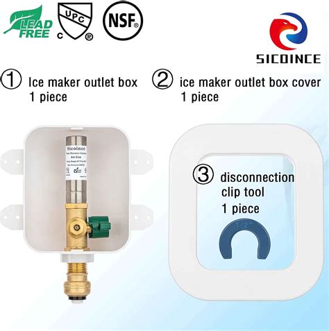 Buy Sicoince Ice Maker Outlet Box With Water Hammer Arrestor And 1 4 Turn Ball Valve Stop
