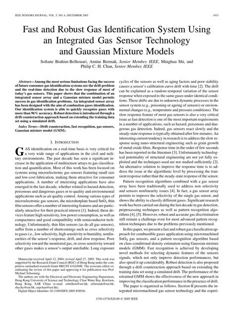 Pdf Fast And Robust Gas Identification System Using An Integrated Gas