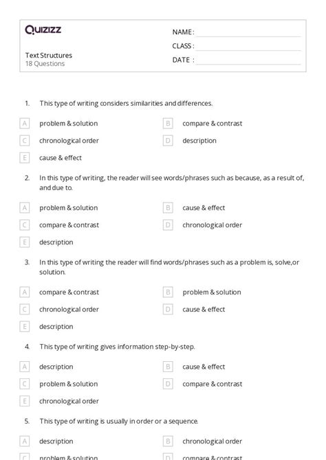 50 Analyzing Text Structure Worksheets For 8th Grade On Quizizz Free