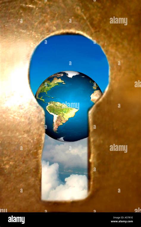 Keyhole Peeping Through A Keyhole At The World Concept And Symbol Stock