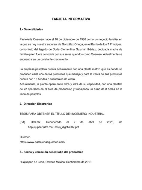 Tarjeta Informativa Pdf Business Economias