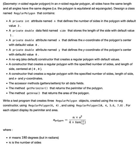 solved geometry n sided regular polygon in an n sided
