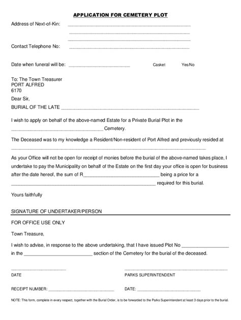 Fillable Online Ndlambe Gov Fairview Cemetery Burial Request Form Fax