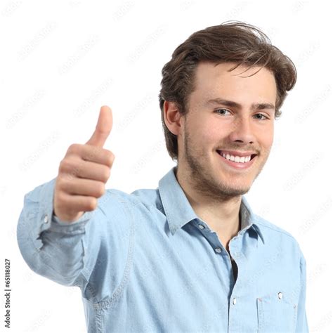 Happy Man With White Teeth Smiling With Thumbs Up 스톡 사진 Adobe Stock