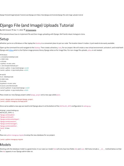 django file and image uploads tutorial pdf
