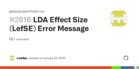 Lda Effect Size Lefse Error Message · Issue 2816 · Galaxyproject Tools Iuc · Github
