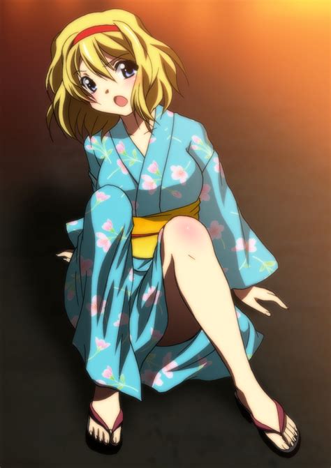 Safebooru Arm Support Bare Legs Blonde Hair Hairband Highres Japanese