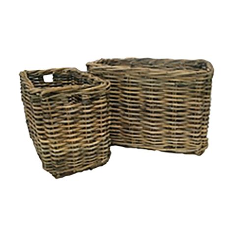 Natural Thick Rattan Rectangular Log Jack Straws Baskets
