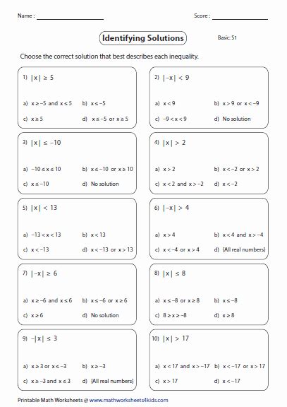 Worksheet On Absolute Value Equations Creative Printable