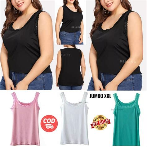 Jual Jumbo Camisol Tanktop Wanita Renda Brief Big Size Tangtop Cewek
